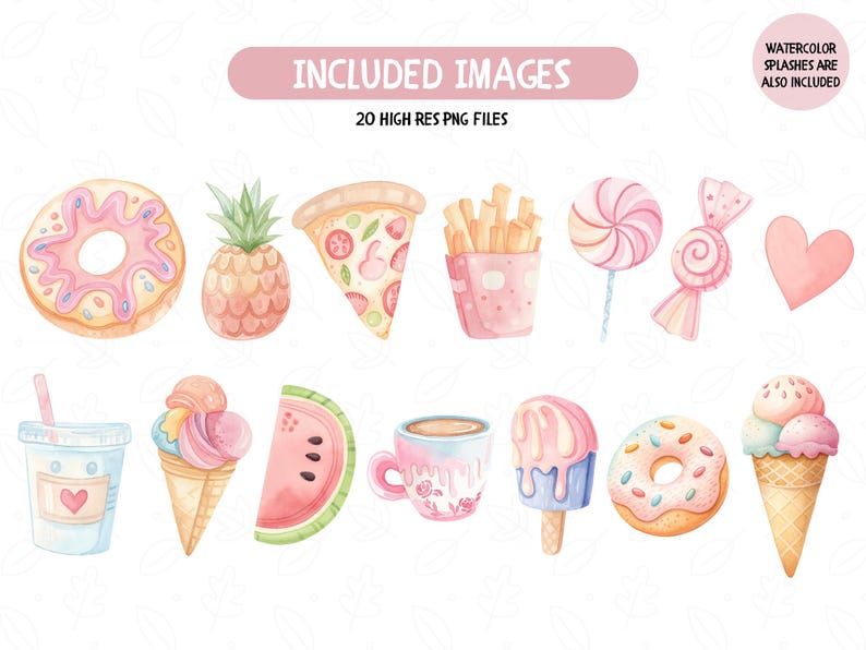 Watercolor Pastel Food Clipart, Kitchen Decor PNG (digital Download) - Etsy