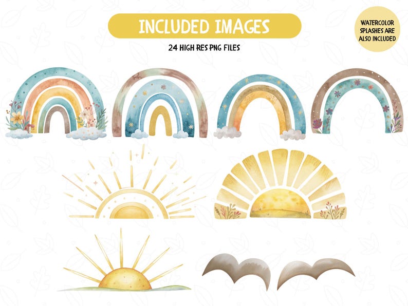 Sunshine Clipart Bundle – Yellow Sun and Boho Summer Theme Nursery Art ...