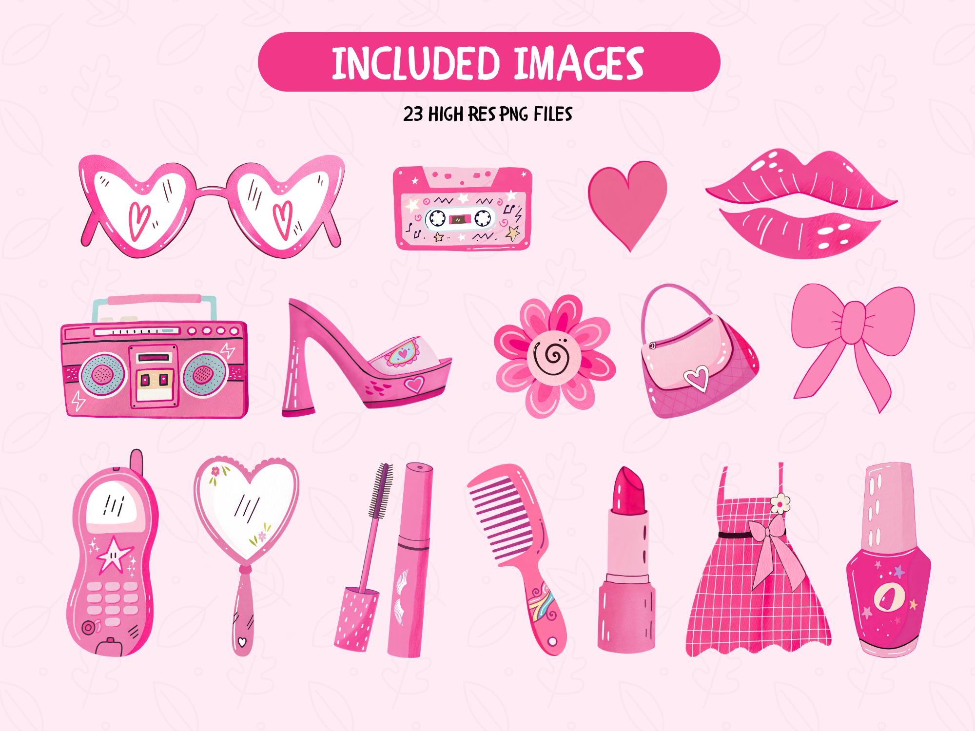 Pink Doll Clipart Fashion Doll Png Cute Pink Doll Clipart Bundle Retro Doll Png Bundle Pink