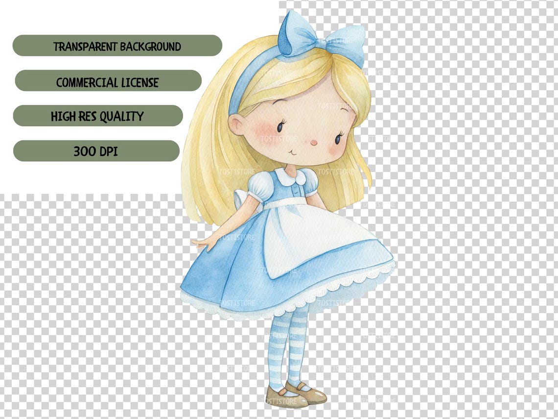 Watercolor Alice in Wonderland Clipart Bundle (PNG) - Etsy