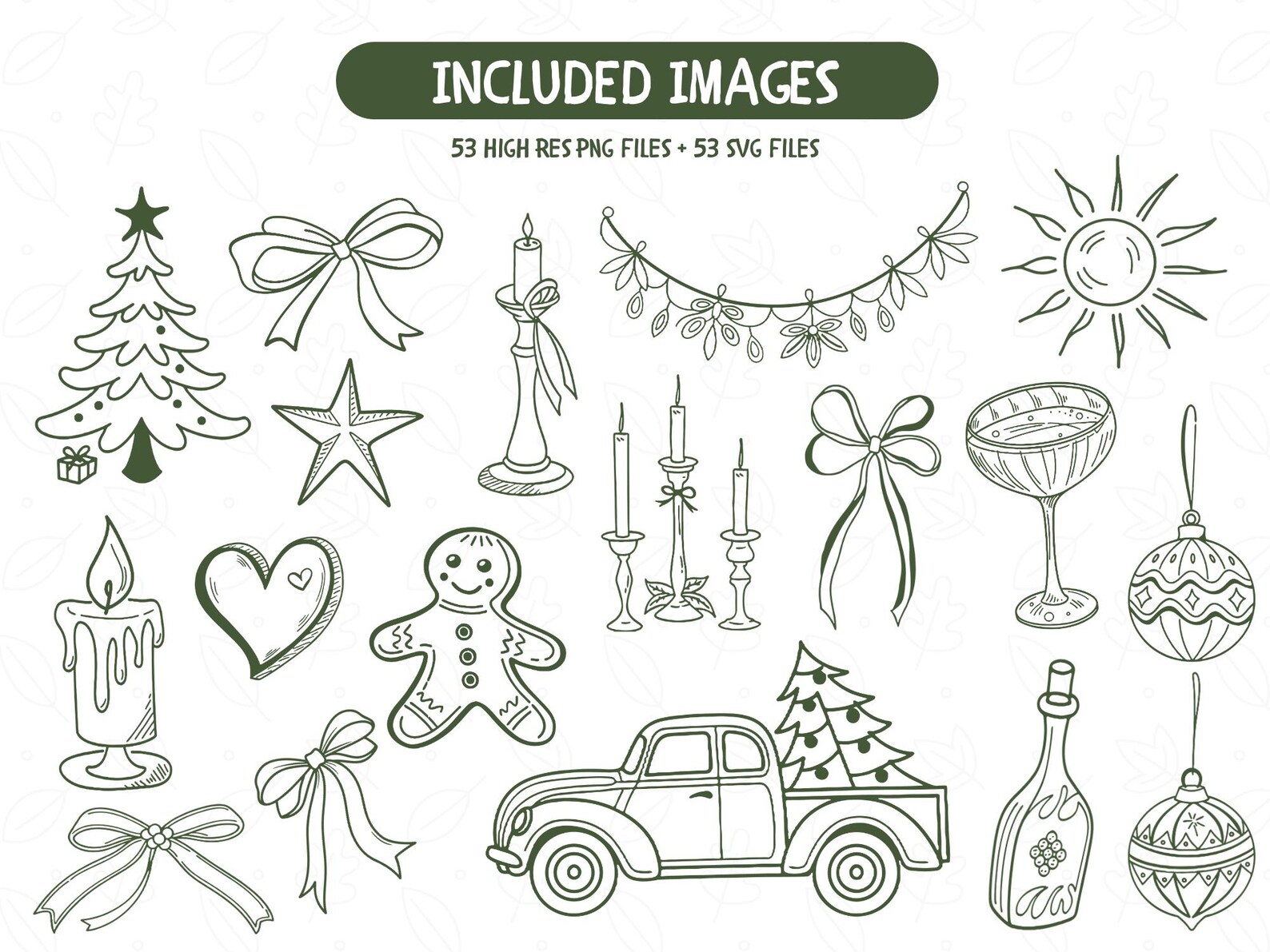 Christmas Doodles Clipart, Hand Drawn Christmas Illustrations ...