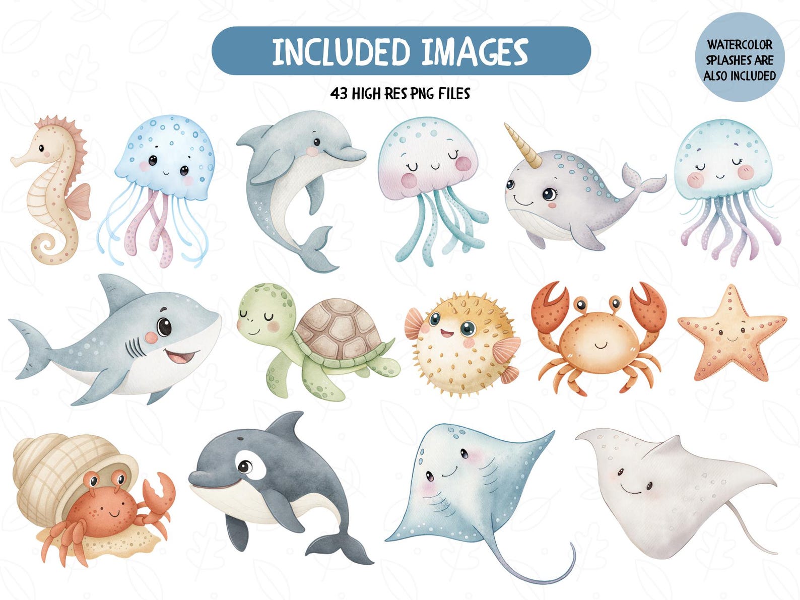 Watercolor Under the Sea Clipart Bundle – Ocean Animal Illustration ...