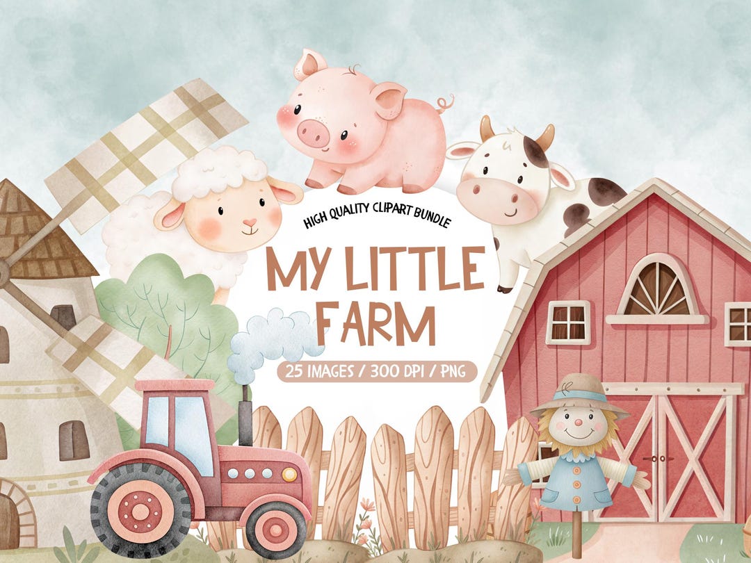 Cute Farm Clipart Farm Animals, Baby Farm Animal Clipart, Farm Nursery ...