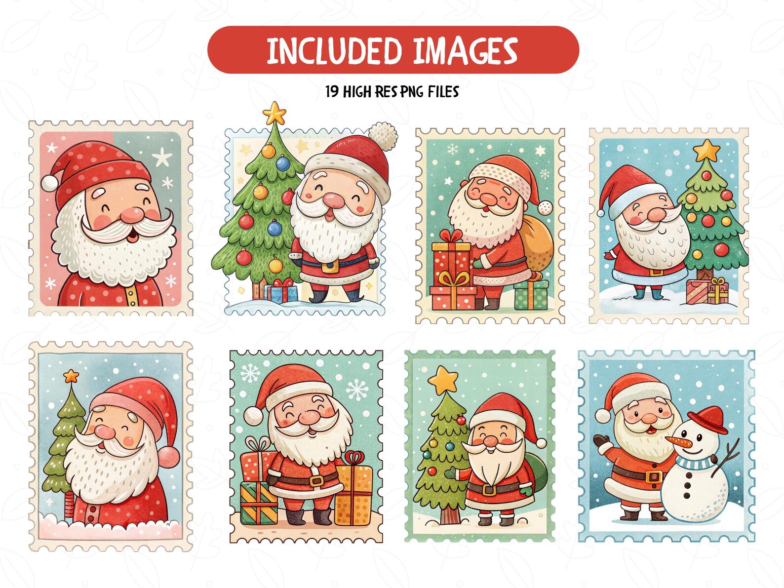 Cute Santa Stamps Clipart, Christmas Postage Stamps PNG, Vintage Santa ...