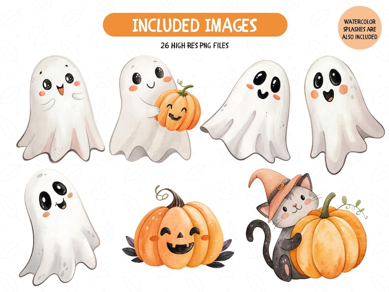 Cute Halloween Clipart, Halloween Illustrations Bundle, Pumpkin Clip ...