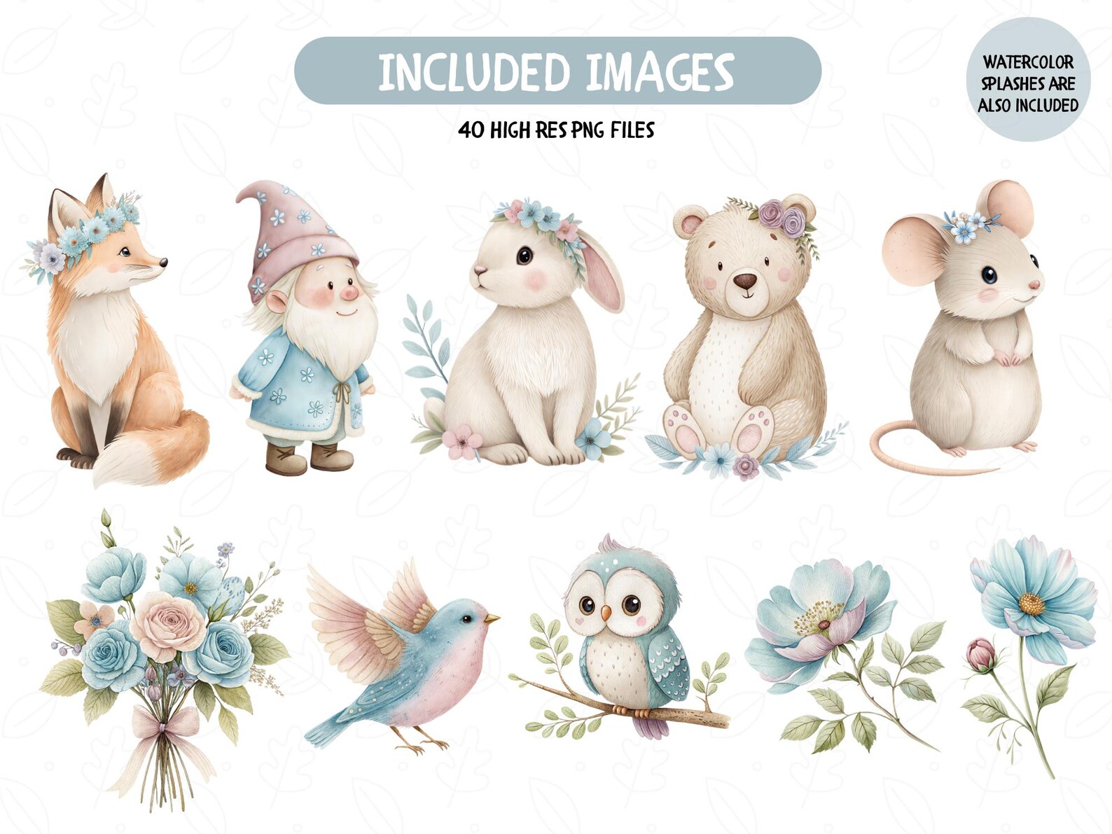 Fairy Garden Clipart, Little Fairy PNG Bundle, Watercolor Blue Fairy ...
