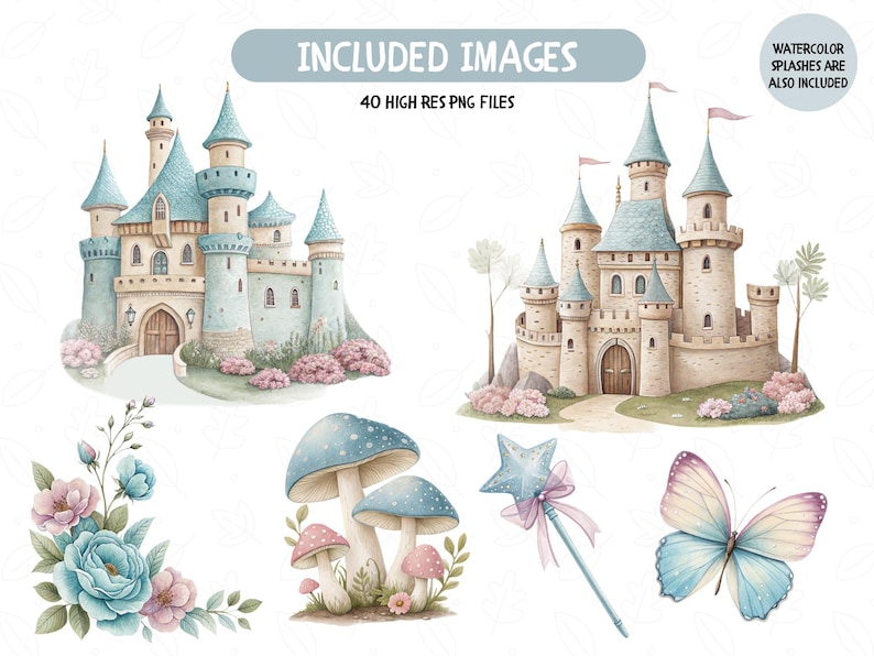 Fairy Garden Clipart, Little Fairy PNG Bundle, Watercolor Blue Fairy ...