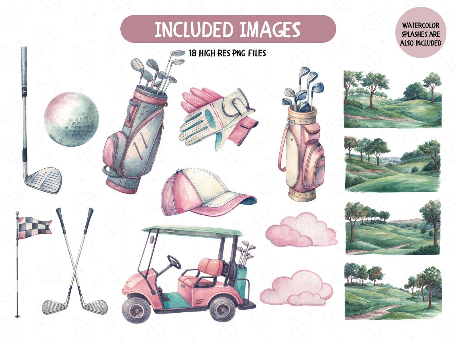 Cute Golf Watercolor Clipart, Golf Club Png, Watercolor Golf Clip Art ...