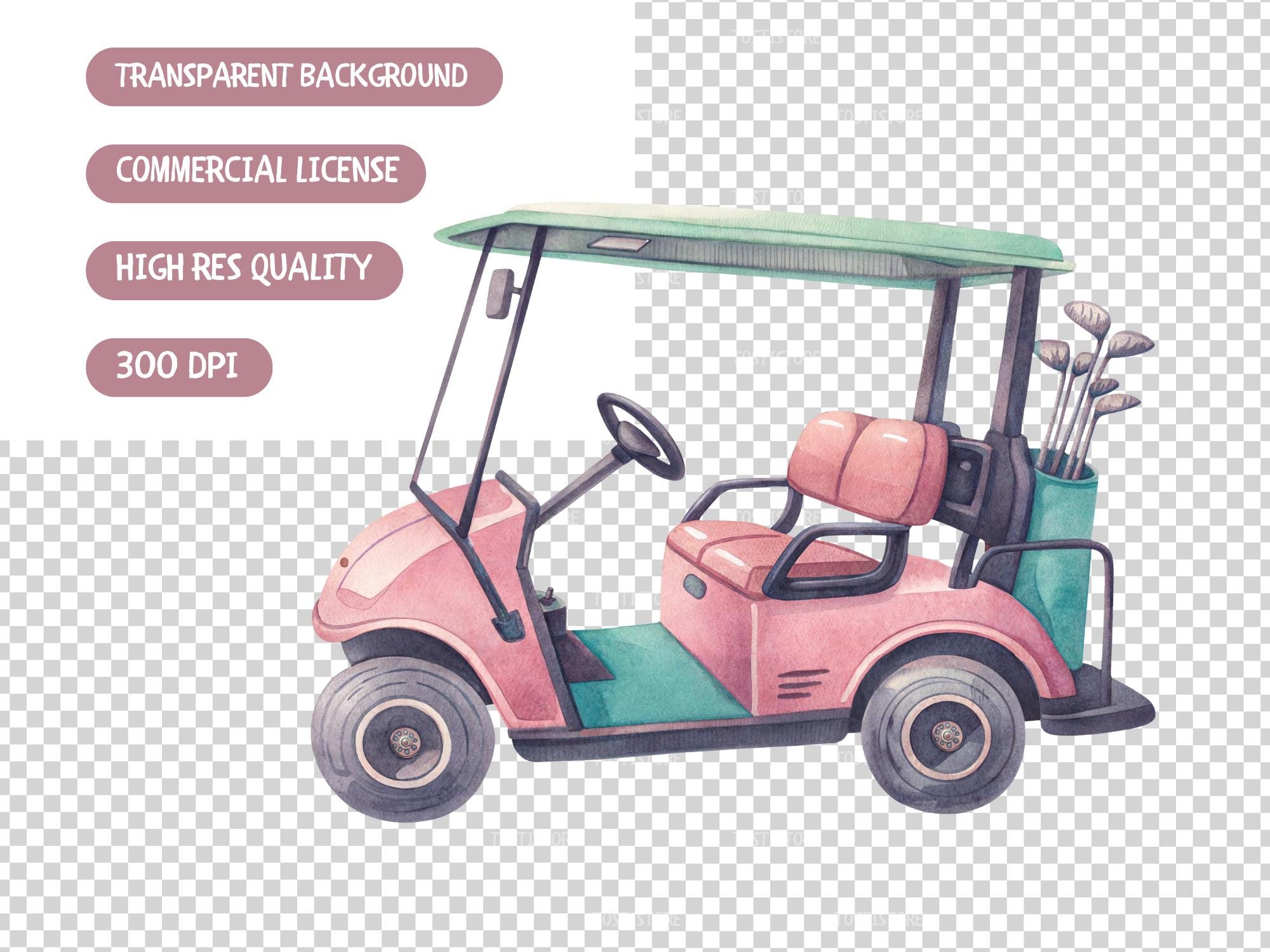 Cute Golf Watercolor Clipart, Golf Club Png, Watercolor Golf Clip Art ...