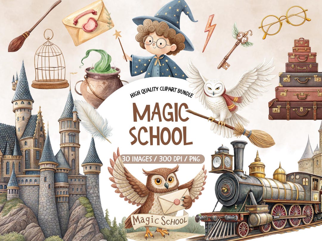 Wizard School Clipart Bundle, Magic School Clipart, Wizard Academy ...