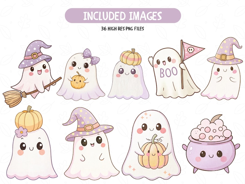 Cute Halloween Clipart, Pink Pumpkin Clip Art, Cute Ghost Clipart ...