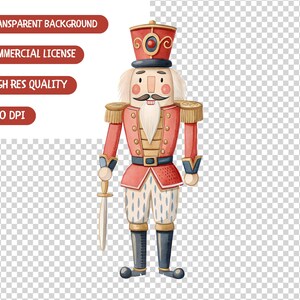 Watercolor Nutcracker Clipart, Classic Christmas Ballet PNG, Cute ...