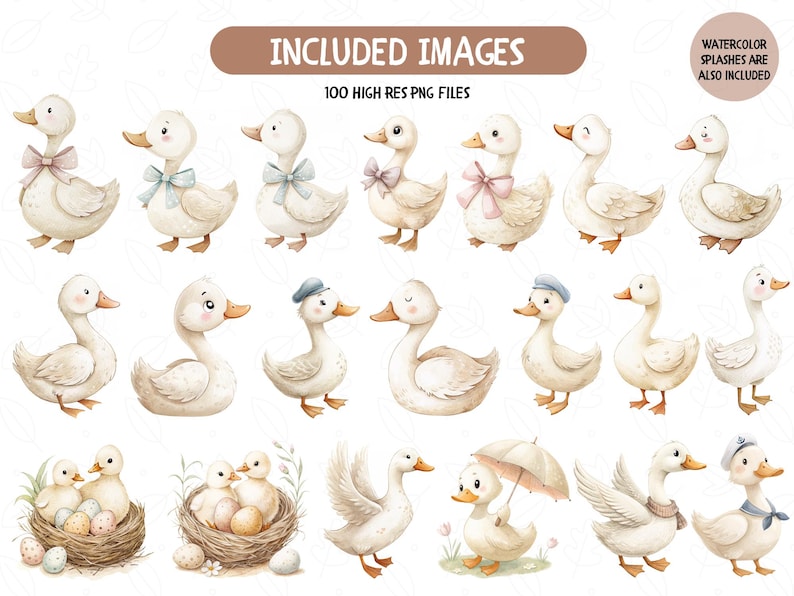 Watercolor Goose Clipart, Birthday Goose Clipart, Goose Baby Birthday ...