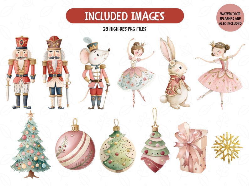 Watercolor Nutcracker Clipart, Classic Christmas Ballet PNG, Cute ...