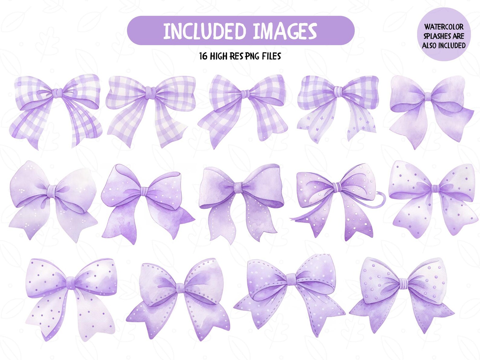 Purple Bow Clipart, Watercolor Bows PNG Bundle, Coquette Bows Clipart ...
