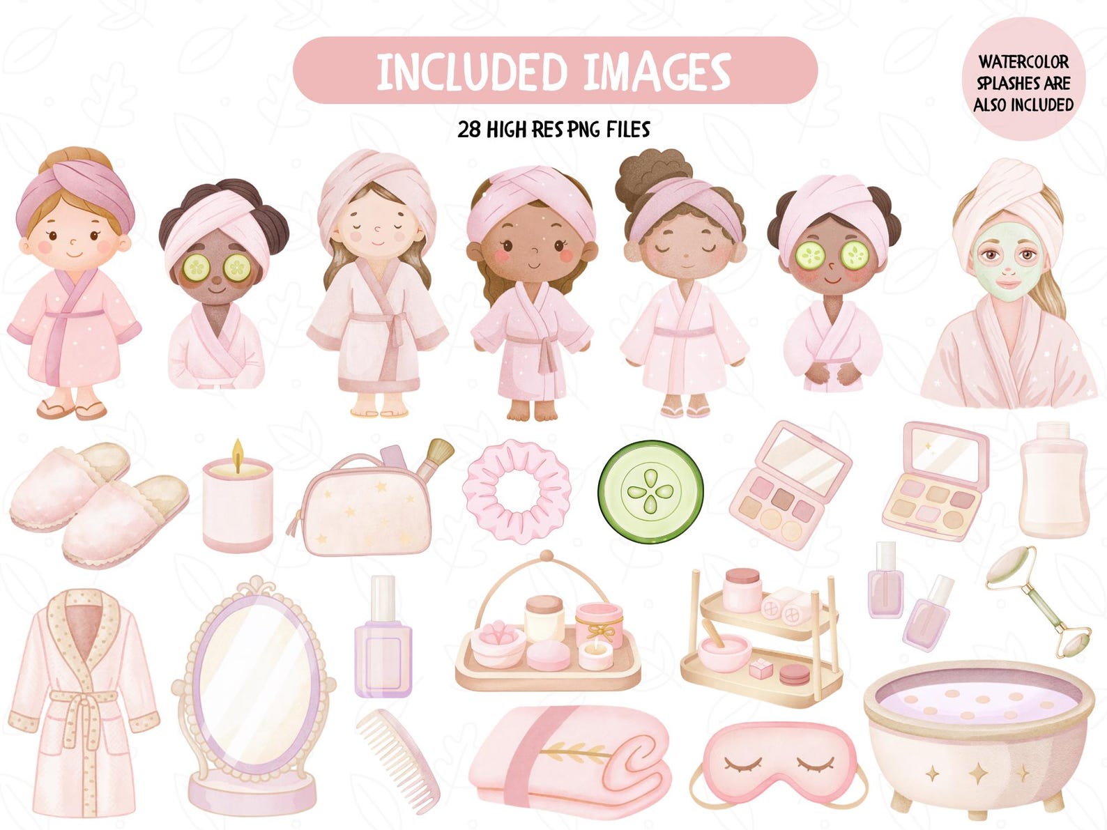 Sleepover Spa Day Illustrations: Glam Girls & Slumber Party – (digital ...