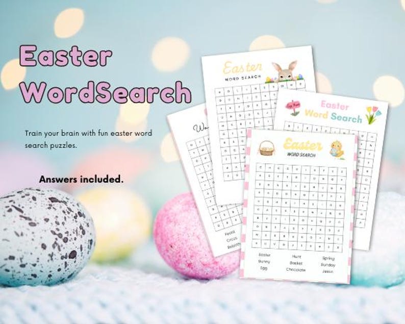Printable Easter Word Search Games - Etsy