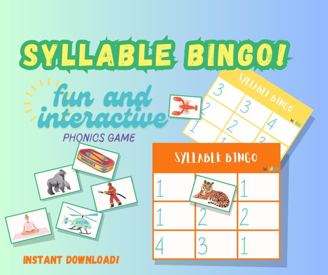 Syllable Bingo Game | Fun Phonics Activity | Printable Literacy Game ...