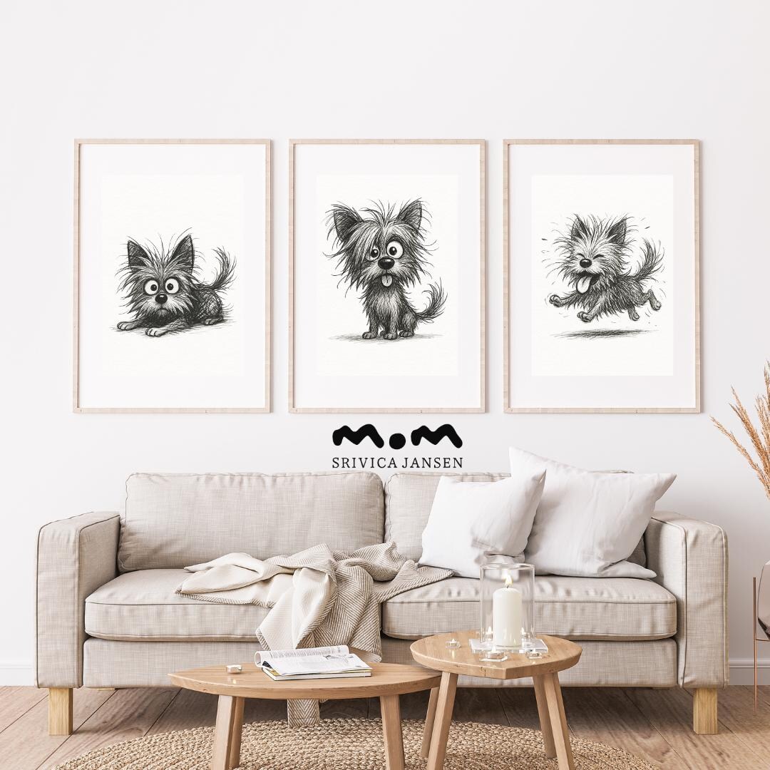 Sketch Dog Wall Art Set of 3 — 2:3 Printable PDF | Playful Puppy ...