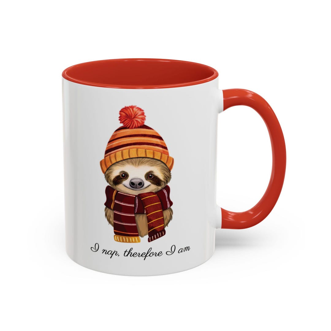 Cozy Sloth Portrait Art for Mug- Silk & Cotton Hat Scarf Design,slow ...