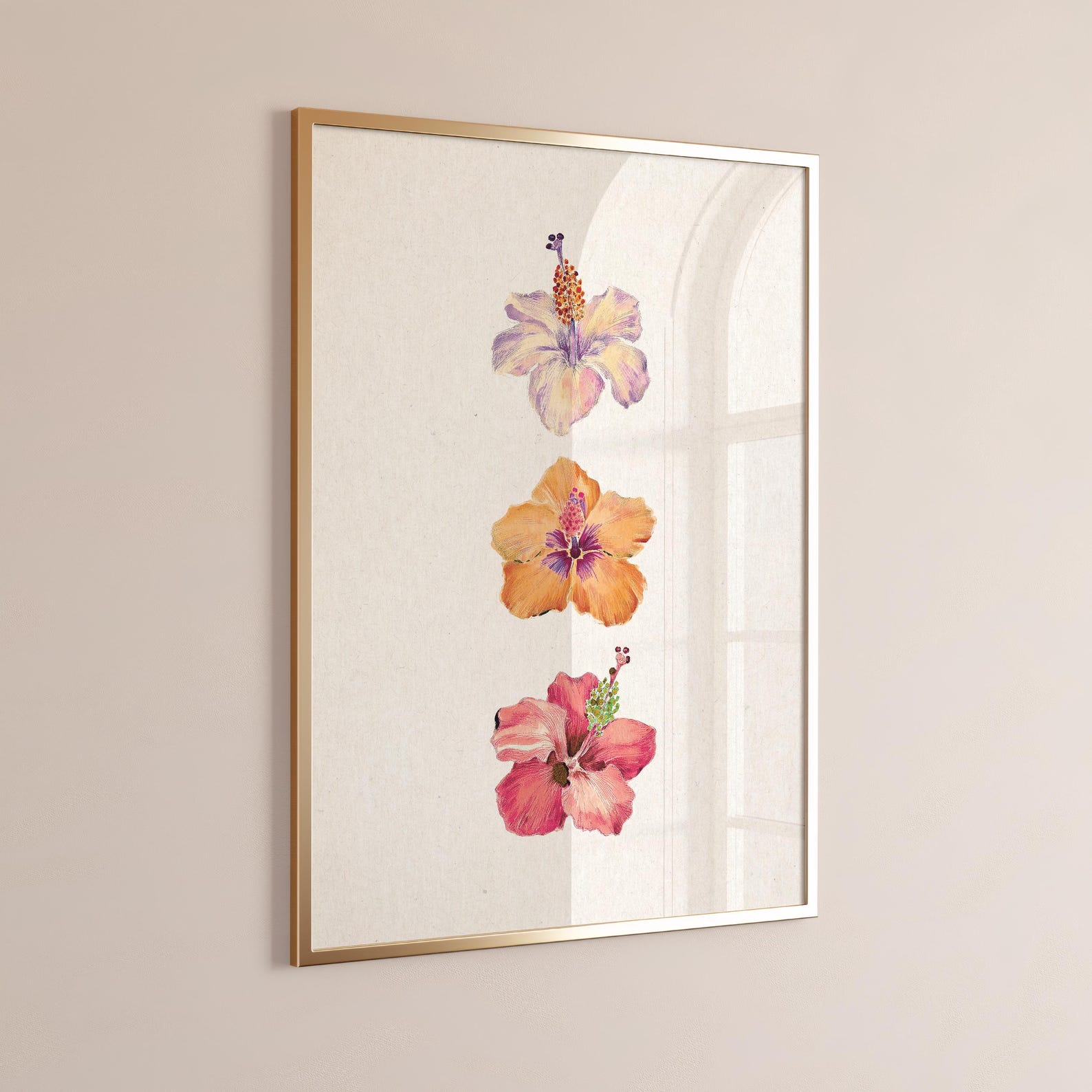 Tropical Floral Wall Art Digital Download Watercolor Hibiscus Flower ...