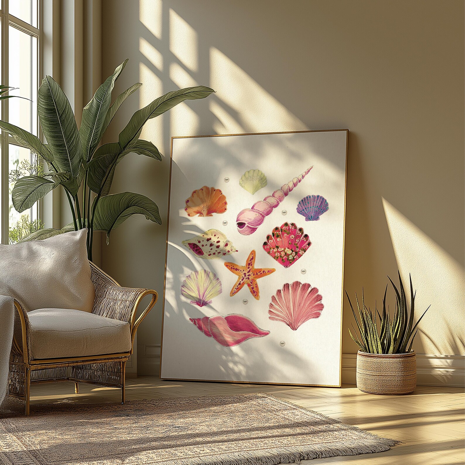 Seashell Art Print Pastel Coastal Beach House Decor Instant Download - Etsy
