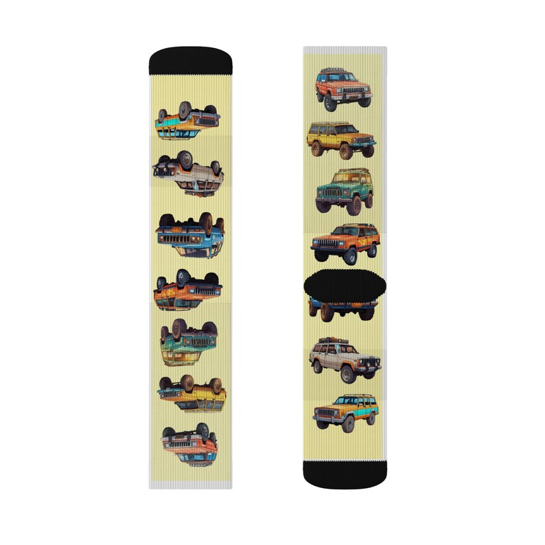 Vintage Retro Jeep Cherokee Sublimation Socks, Off-road Vehicle Crew ...