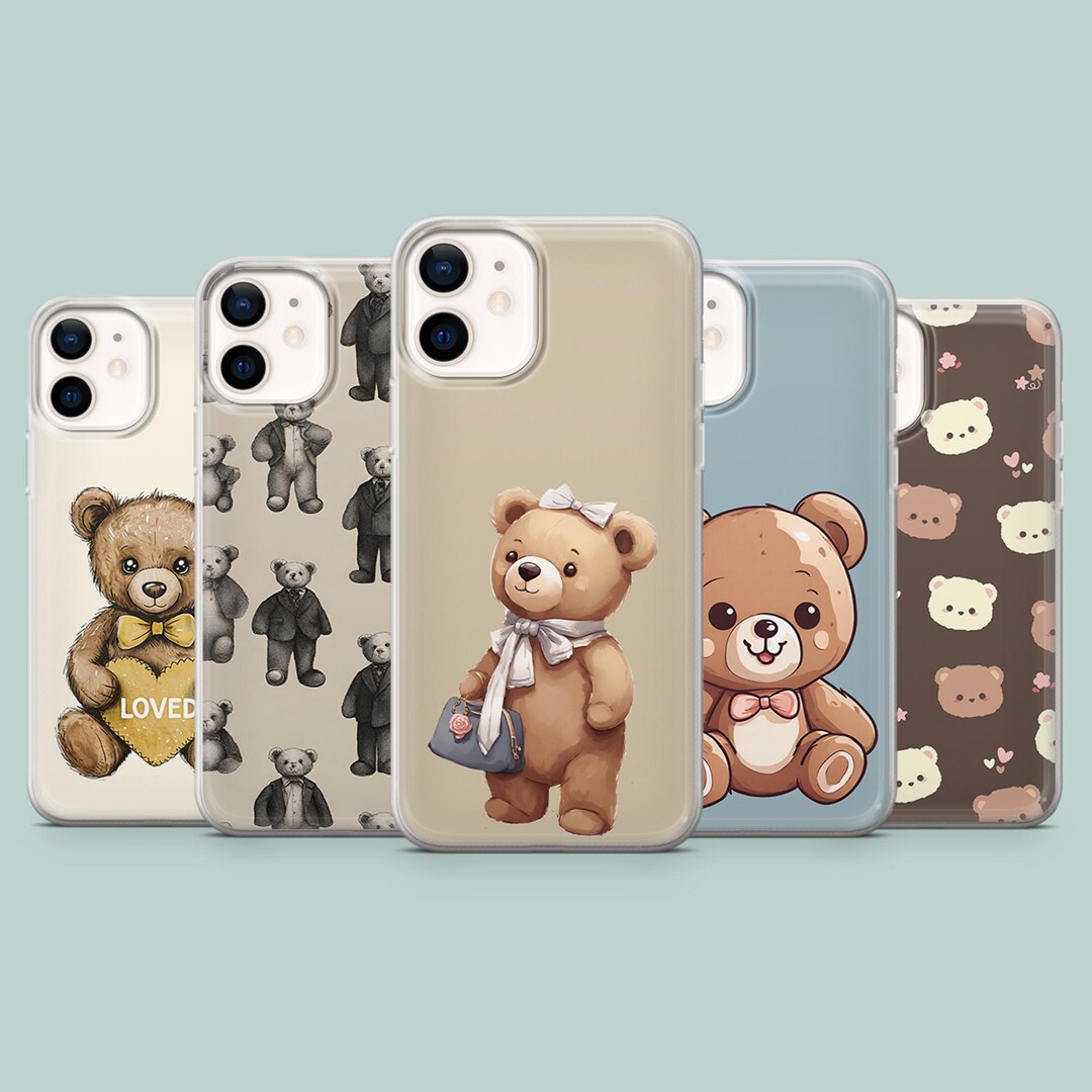 Cute Kawaii Teddy Bear Phone Case Plushie Cover for iPhone 17 16 15 14 ...