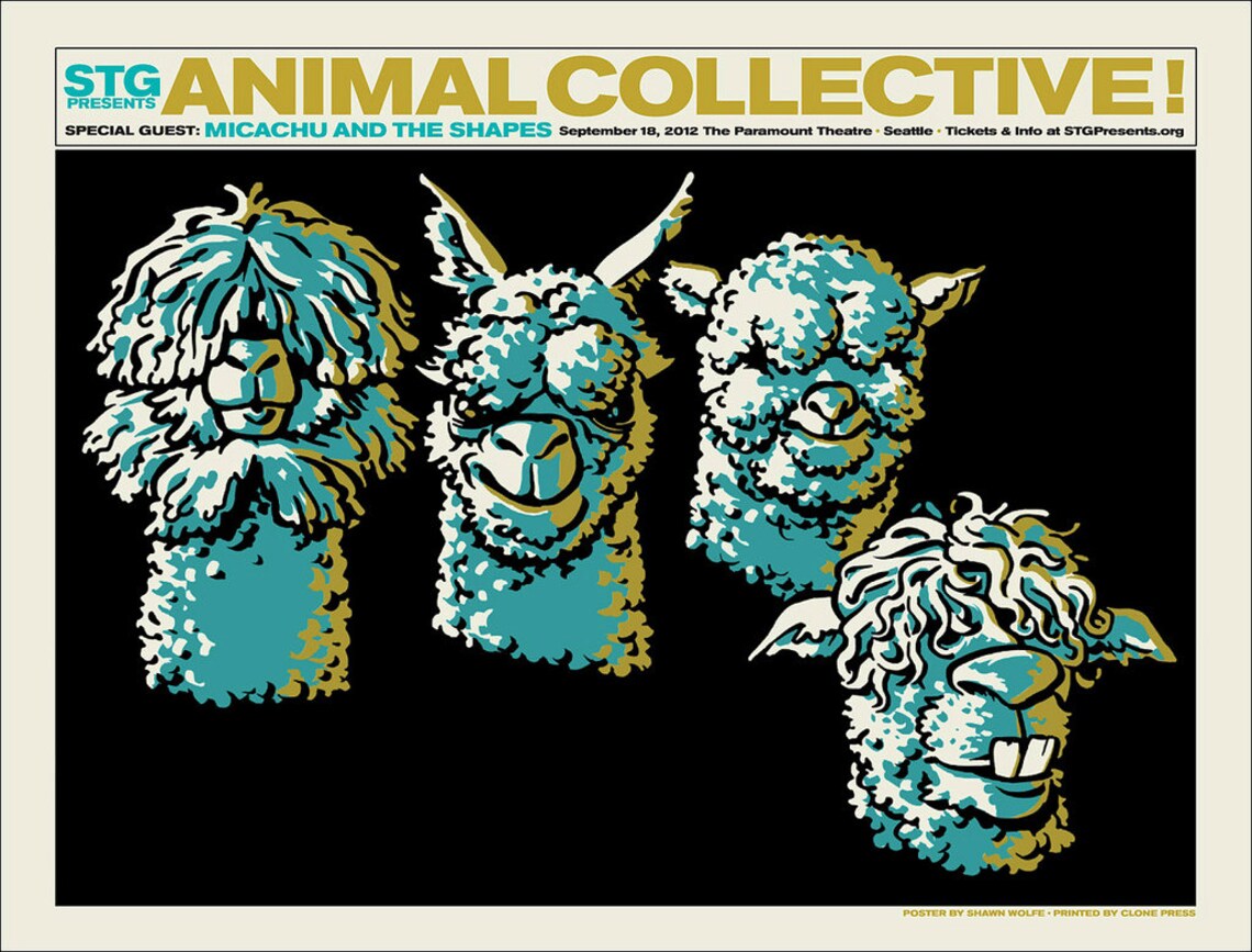 Animal Collective / Micachu & the Shapes, Poster by Shawn Wolfe - Etsy