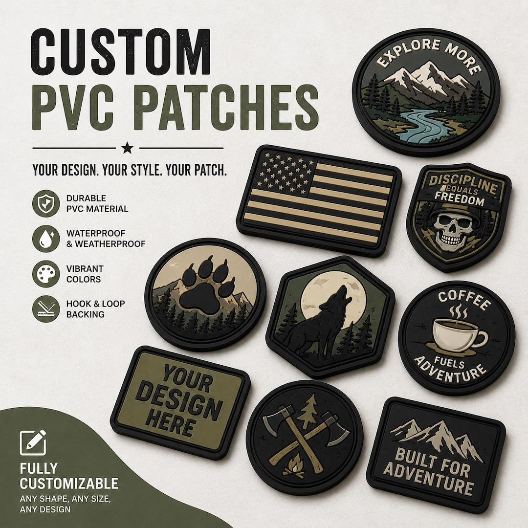 Custom PVC Patches | 2D 3D Tactical Rubber Logo, Velcro Backing - Etsy