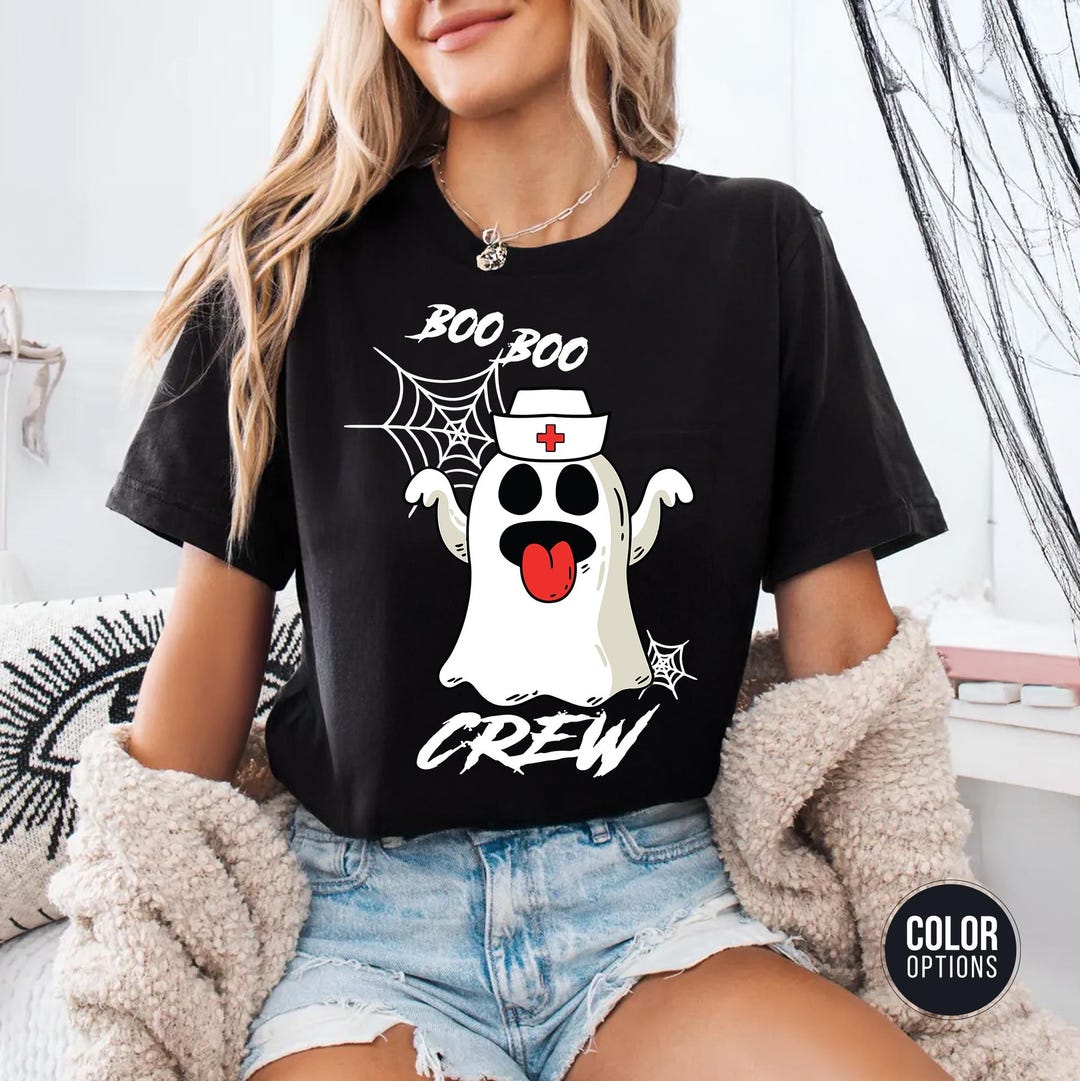 Boo Boo Crew Halloween Nurse Shirt, Funny Ghost Medical Staff Tee, Cute ...