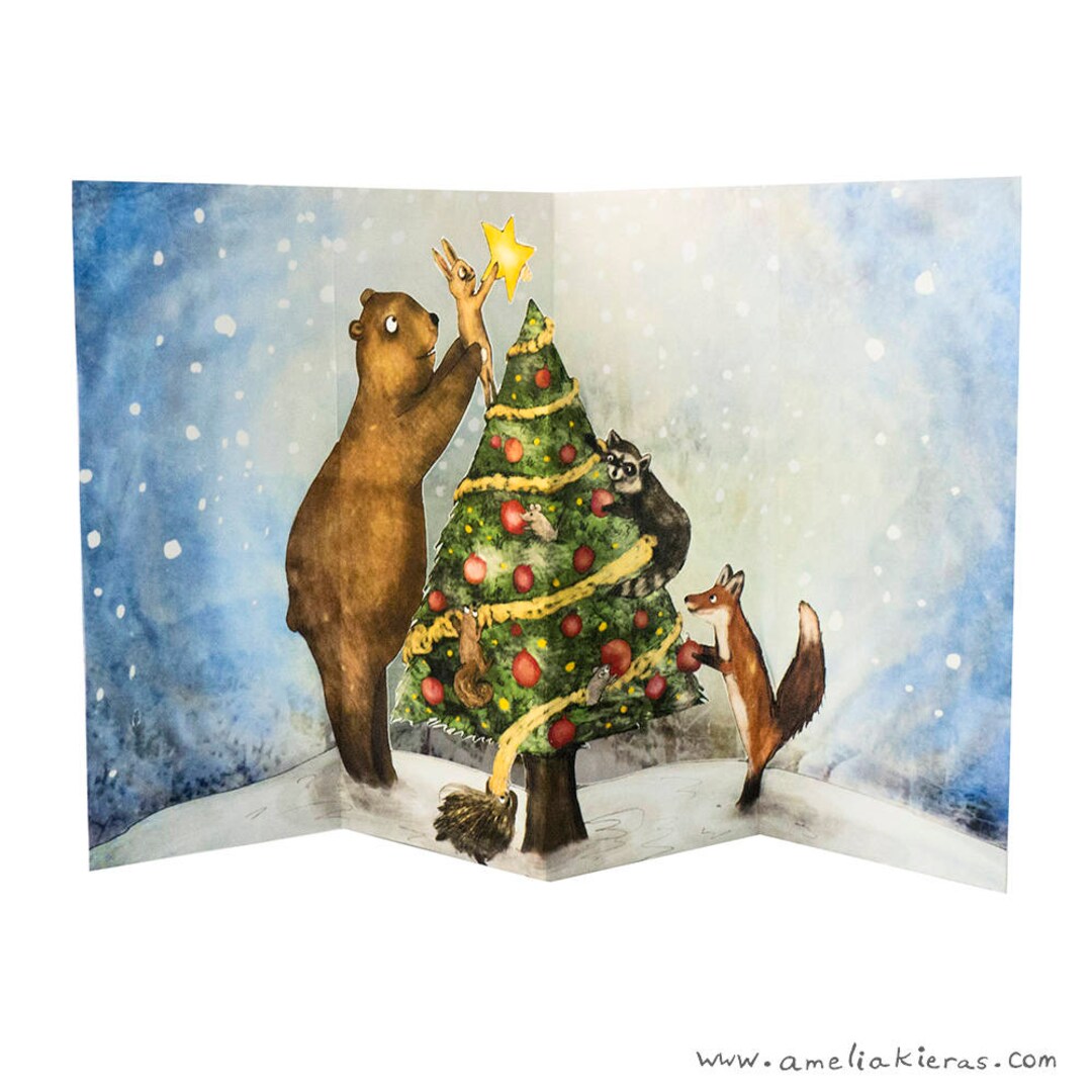 3D Pop up Card - Forest Animals Decorate the Tree - Etsy
