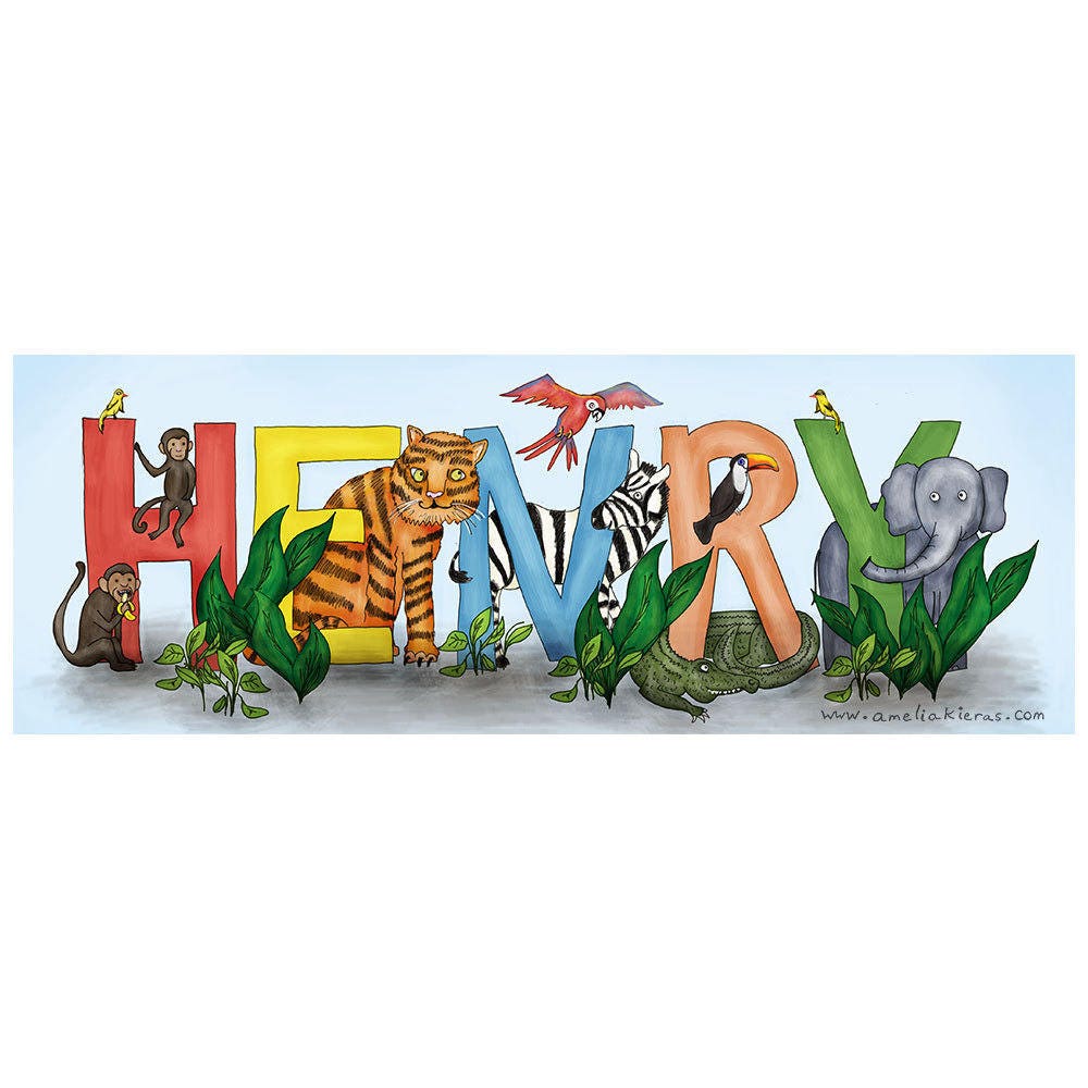 Personalized Child Name Sign - Jungle Animal Theme - Etsy