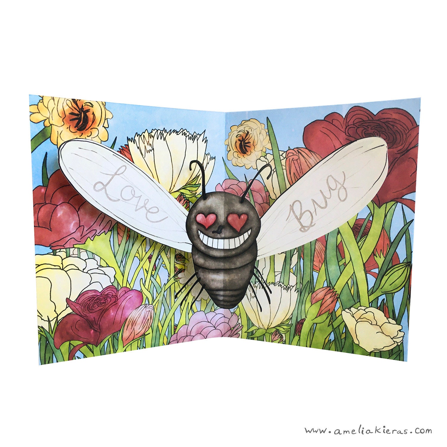 3D Pop up Card - I Love You Bug - Etsy
