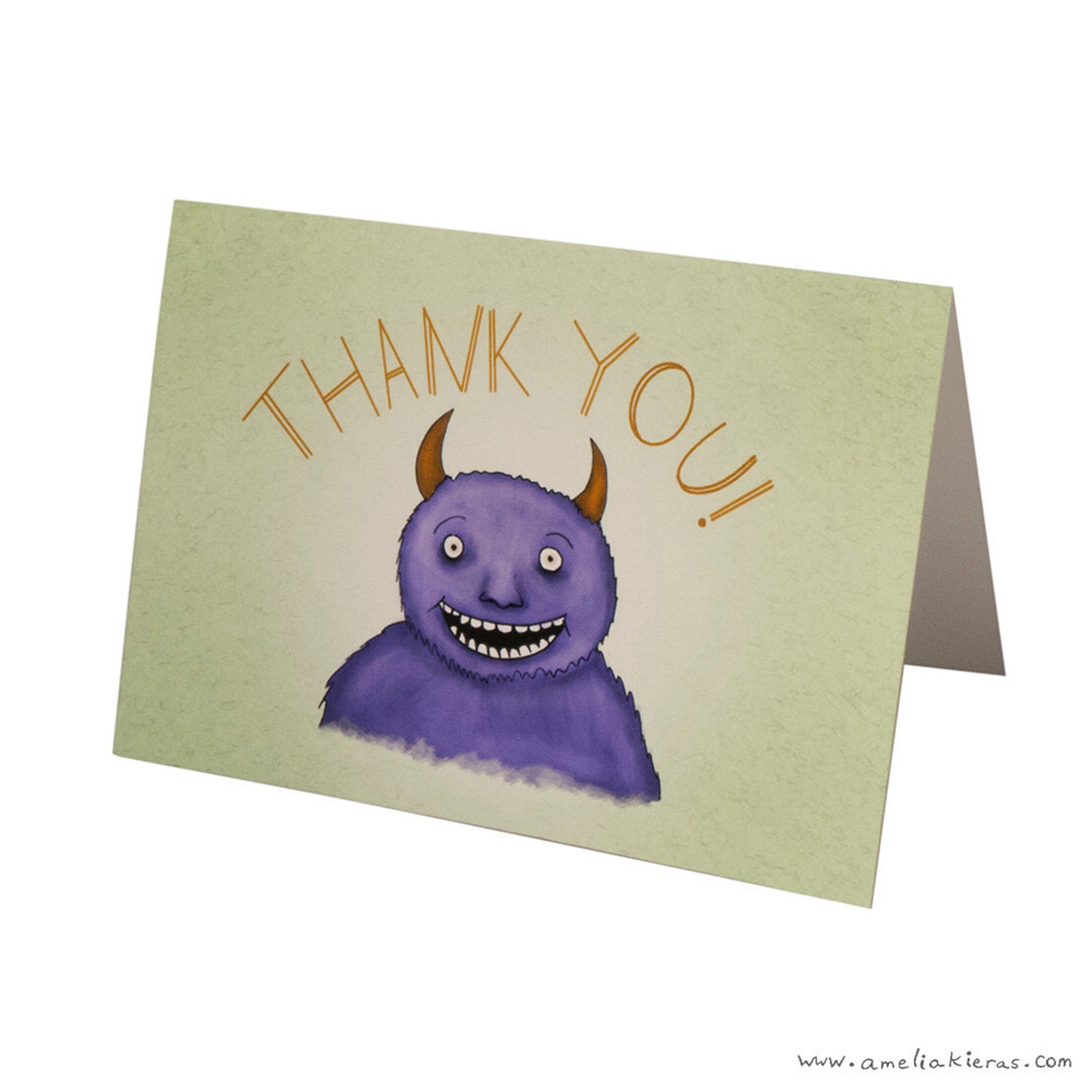 Purple Monster Thank You Card Set - Etsy