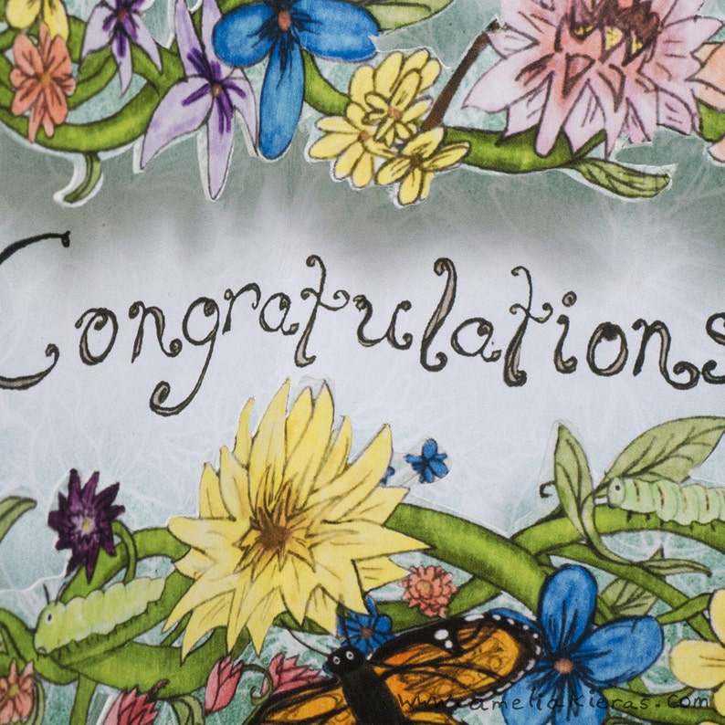 3D Pop up Card Flowery Congratulations - Etsy