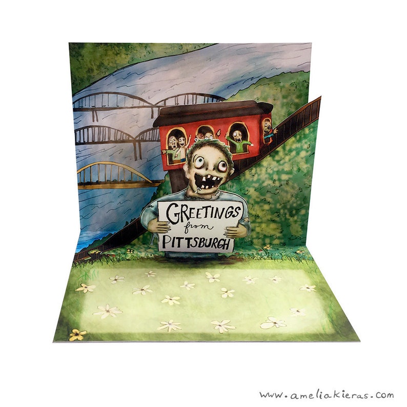 3D Pop up Card Zombie Greetings From Pittsburgh - Etsy