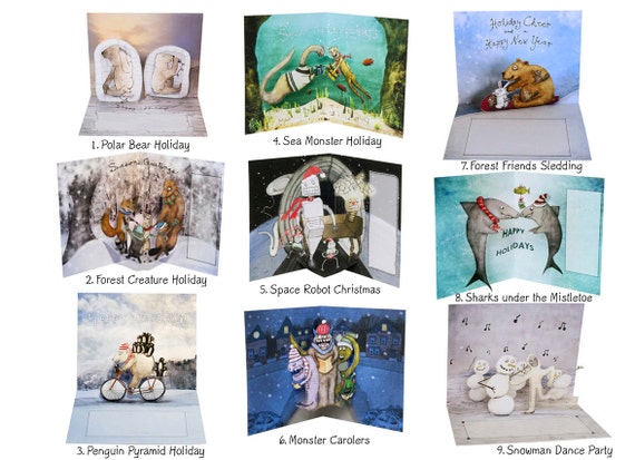 Bulk Holiday 3D Pop up Cards | Etsy