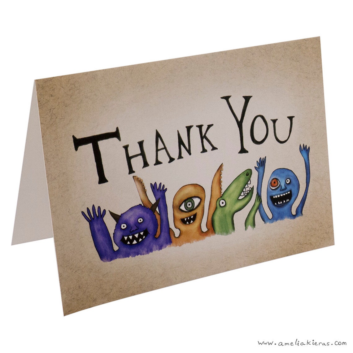 Monster Party Thank You Card Set - Etsy