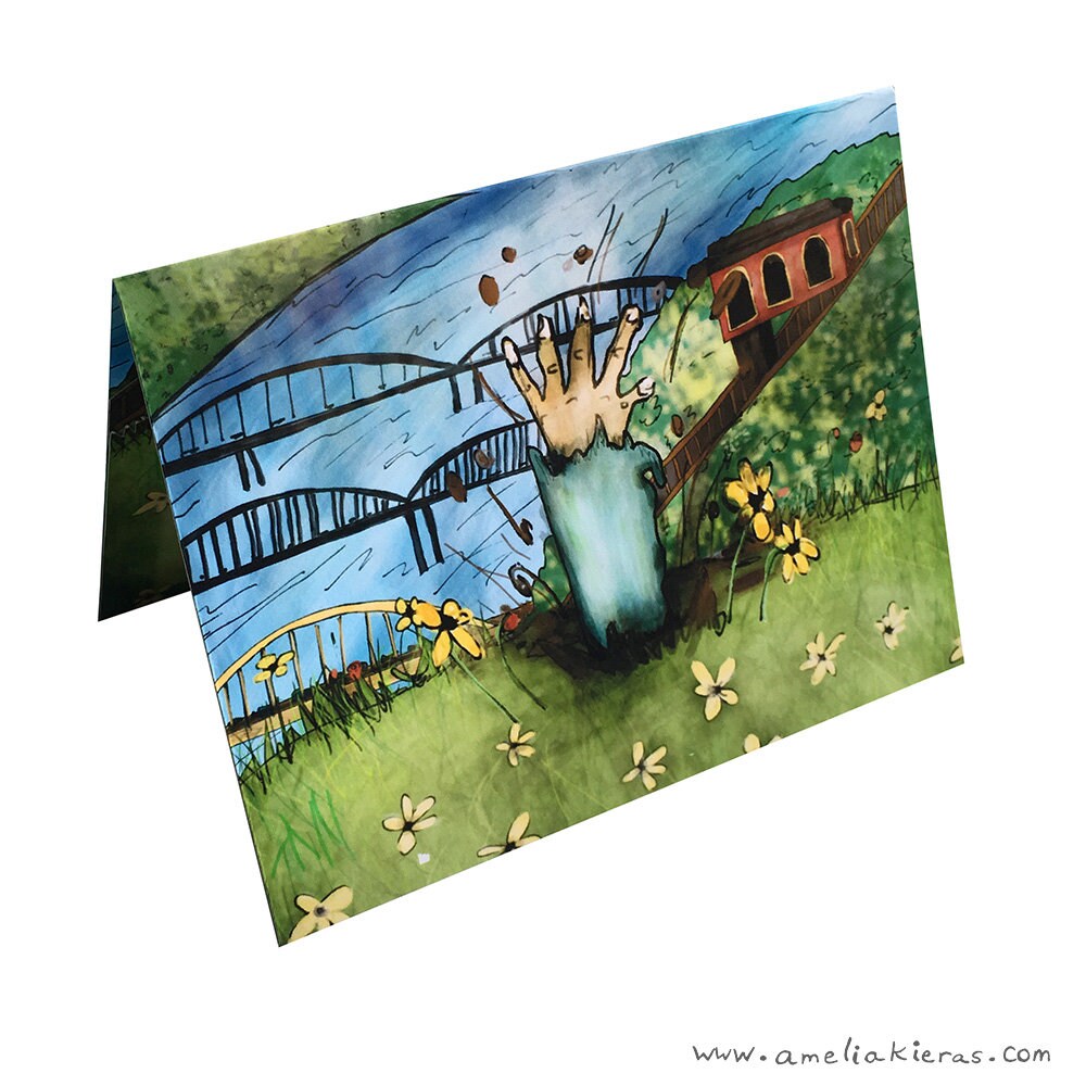 3D Pop up Card - Zombie Greetings From Pittsburgh - Etsy
