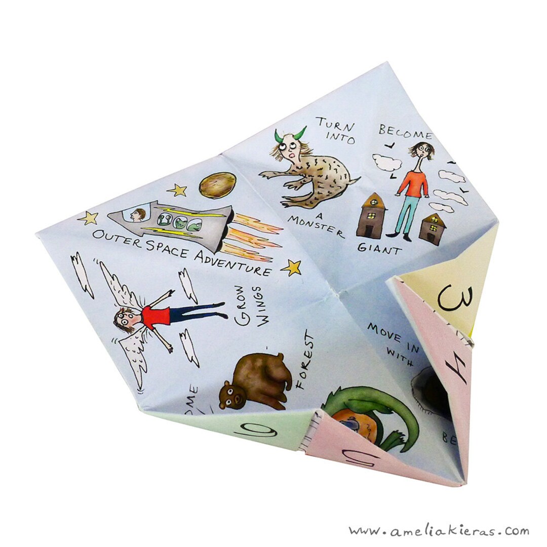 Illustrated Fortune Teller / Cootie Catcher - Etsy