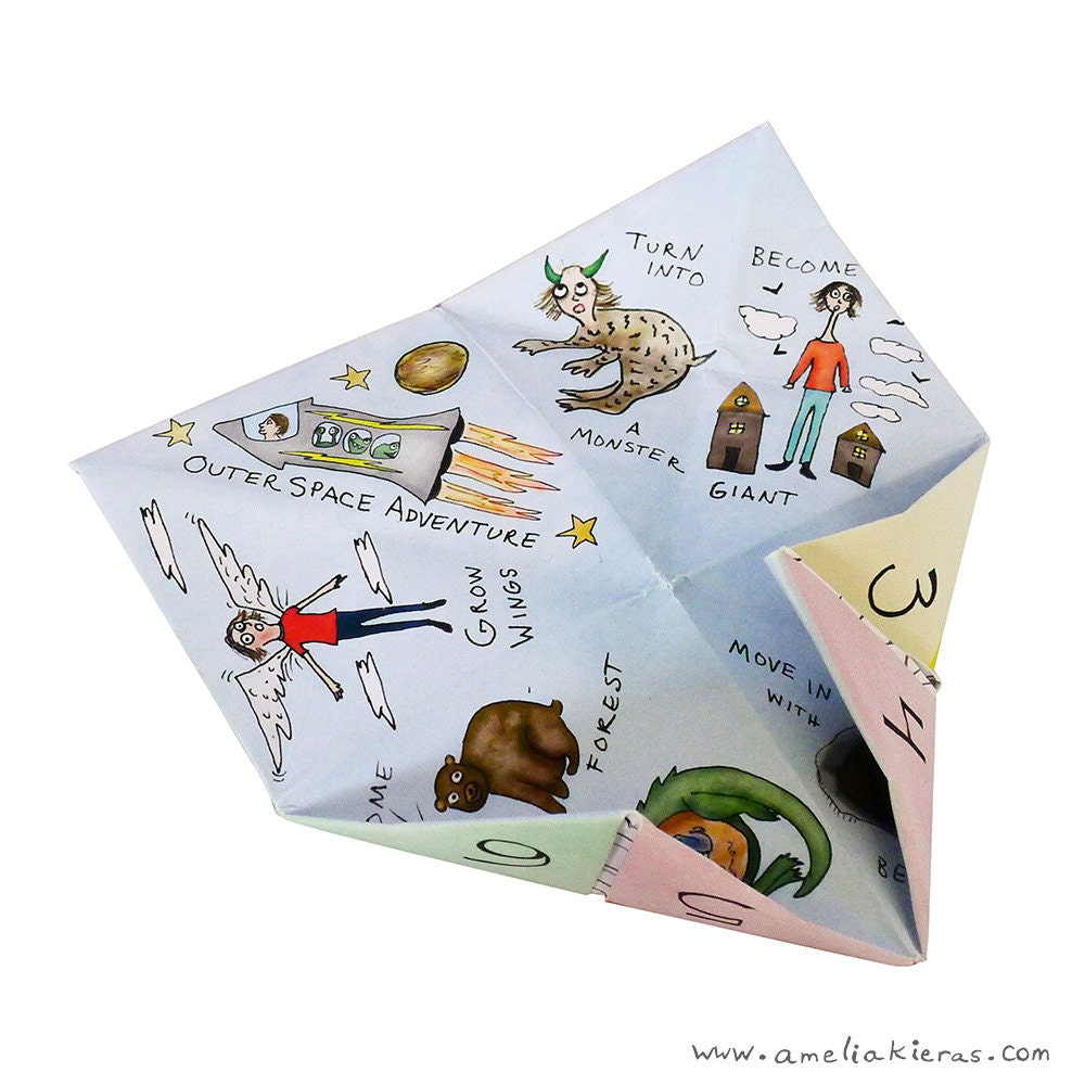 Illustrated Fortune Teller / Cootie Catcher - Etsy