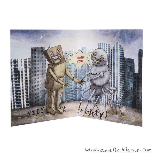 Robot Thank You Cards - Etsy