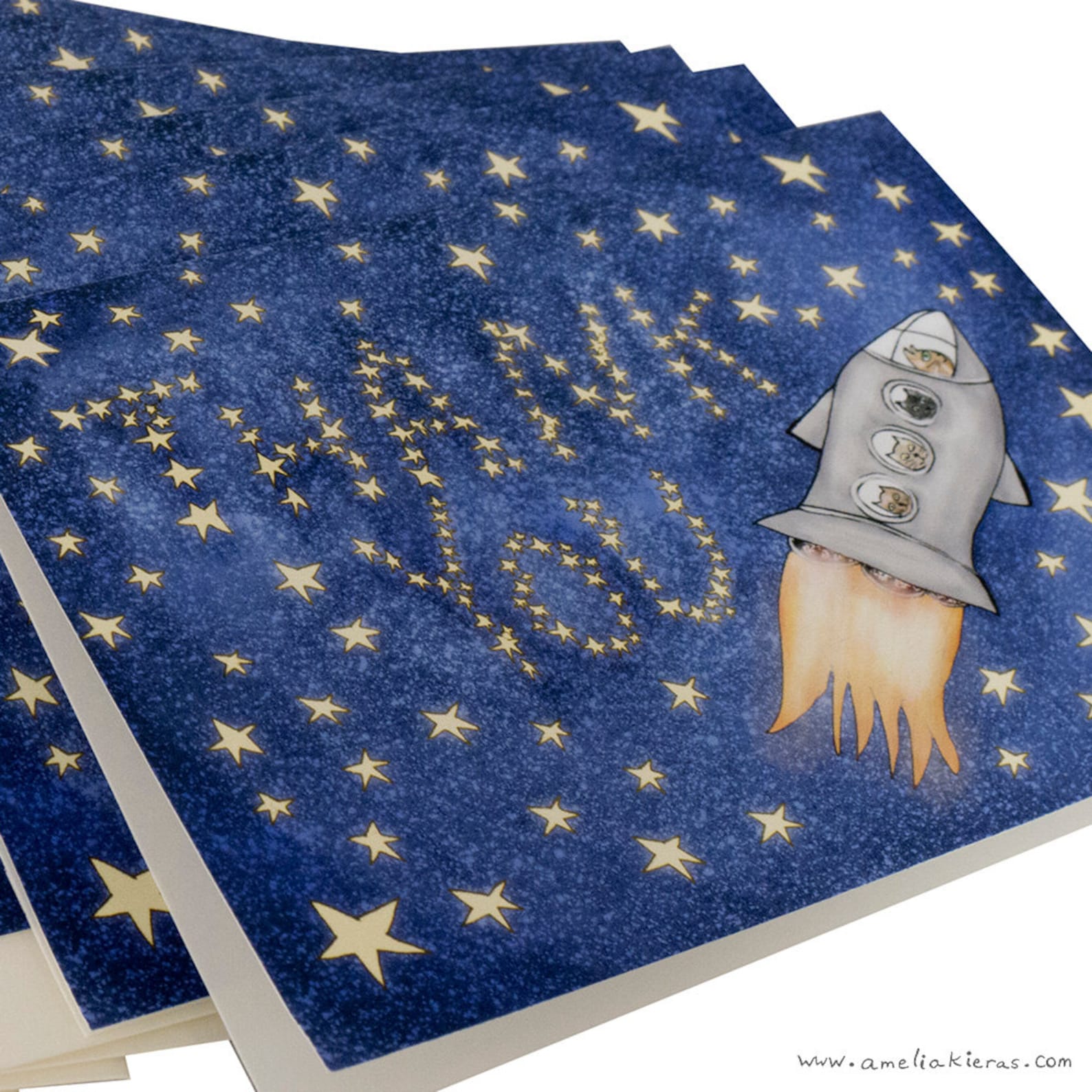 Space Cats Thank You Card Set | Etsy