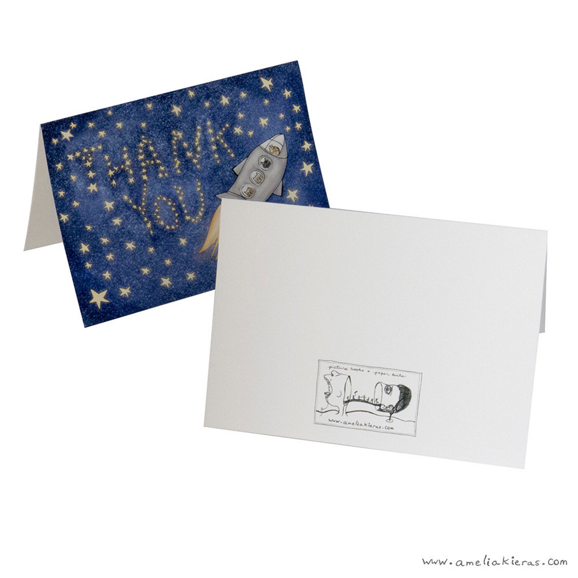 Space Cats Thank You Card Set - Etsy