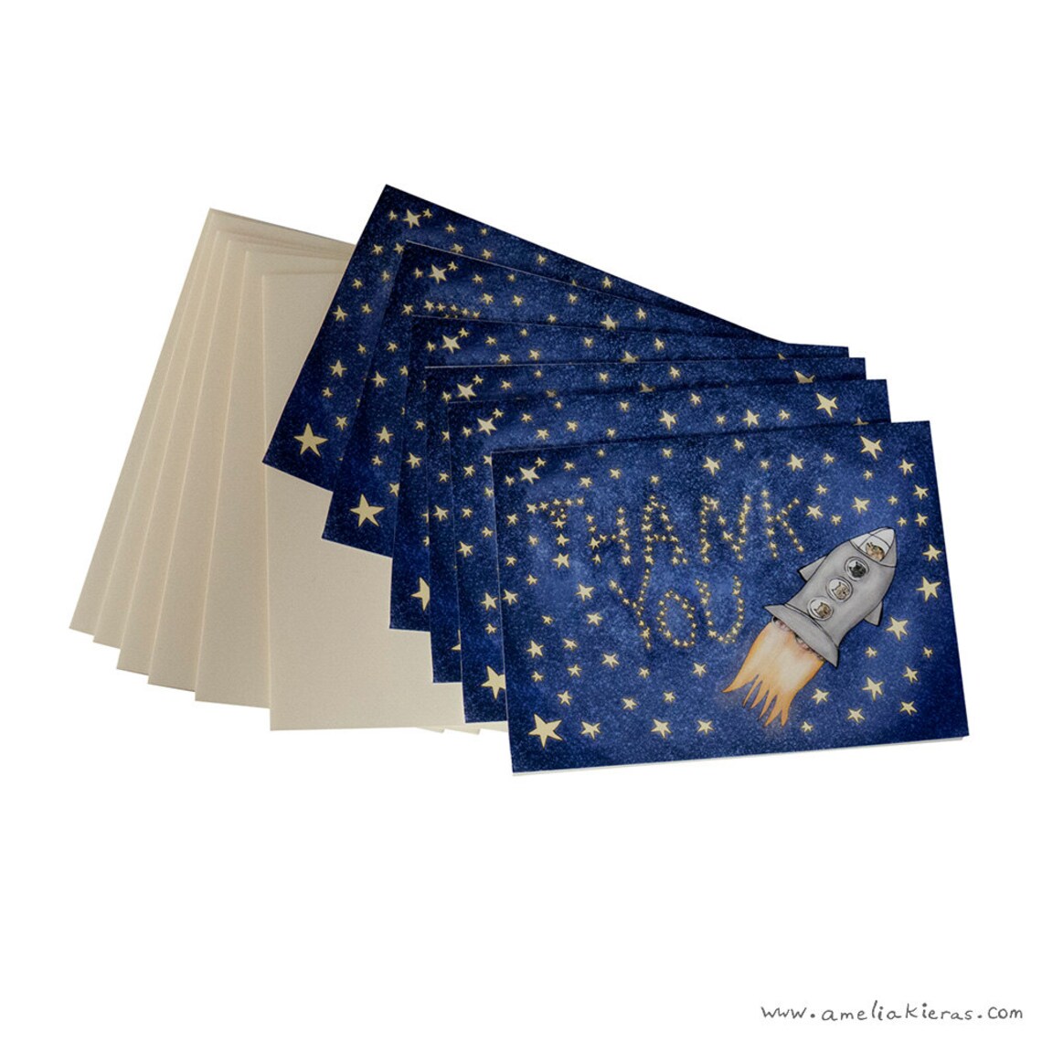 Space Cats Thank You Card Set - Etsy