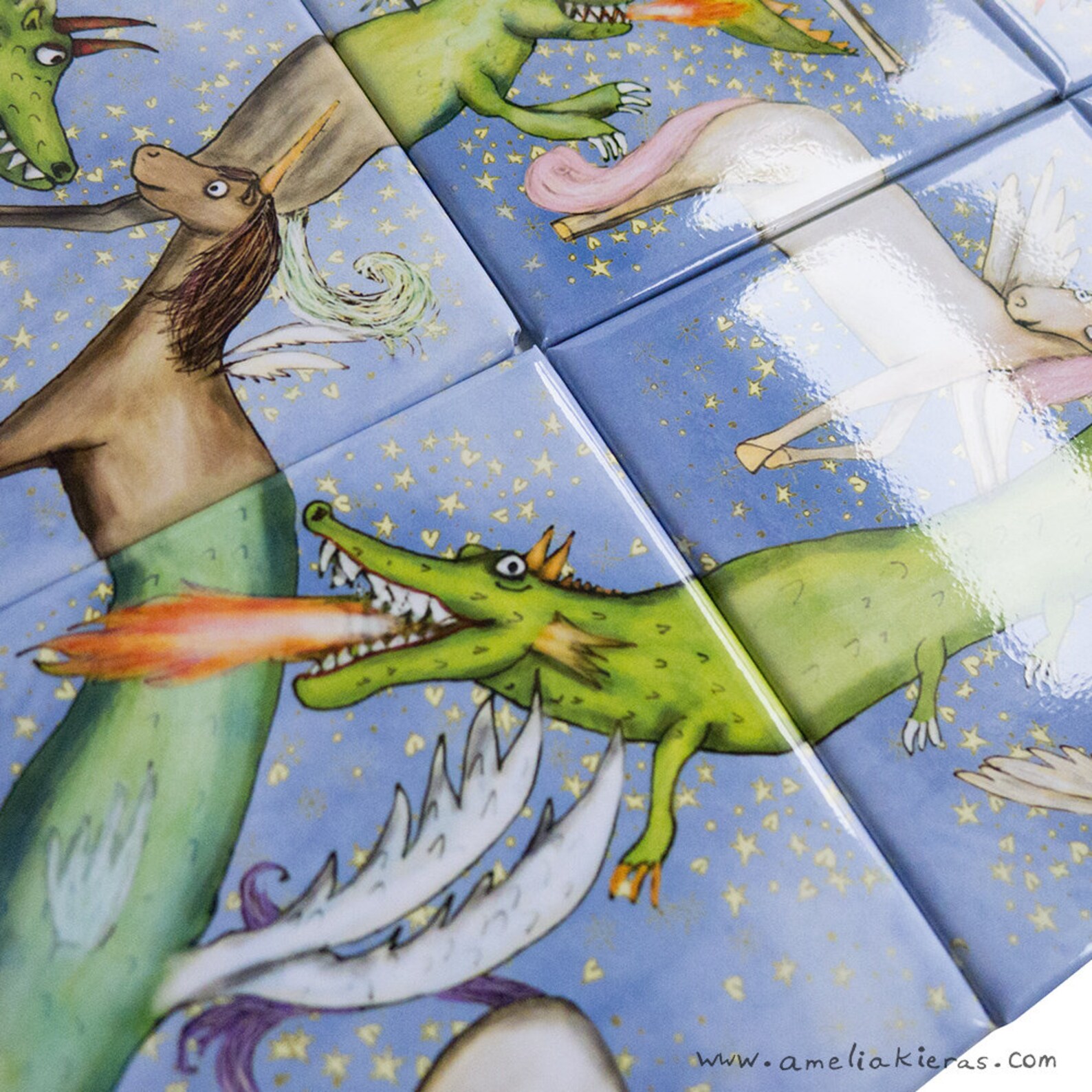 Puzzle Magnet Mixup Tiles - Dragons and Unicorns - Etsy