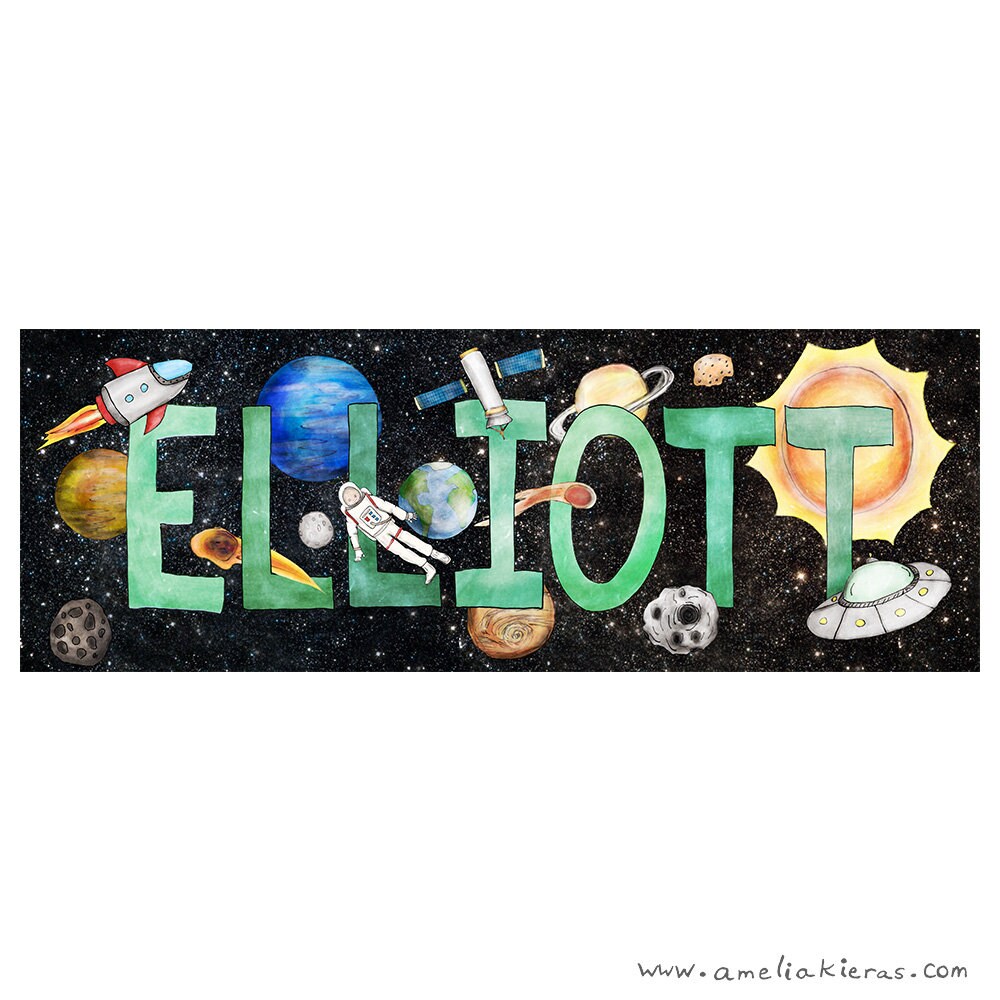 Personalized Child Name Sign - Outer Space Theme - Etsy