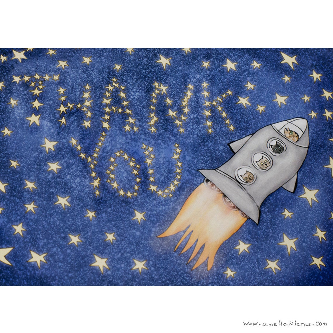 Space Cats Thank You Card Set - Etsy
