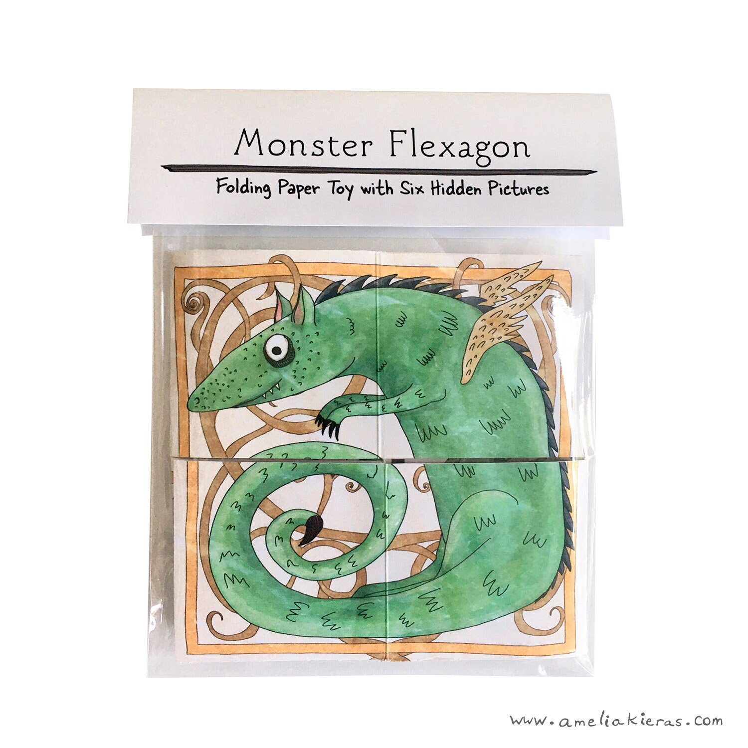 Illustrated Monster Flexagon: Folding Paper Toy With Six Hidden ...